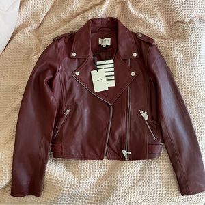 Sezane | Jackets & Coats | Sezane Zig Leather Biker Jacket Nwt | Poshmark